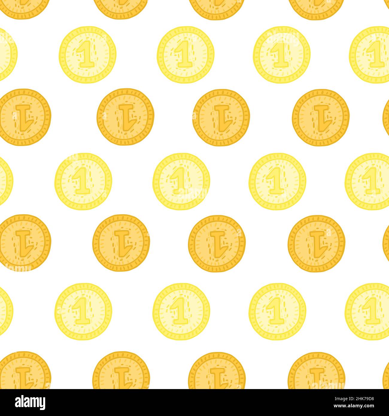Coins seamless pattern. Hand drawn background from money. Repeated ...