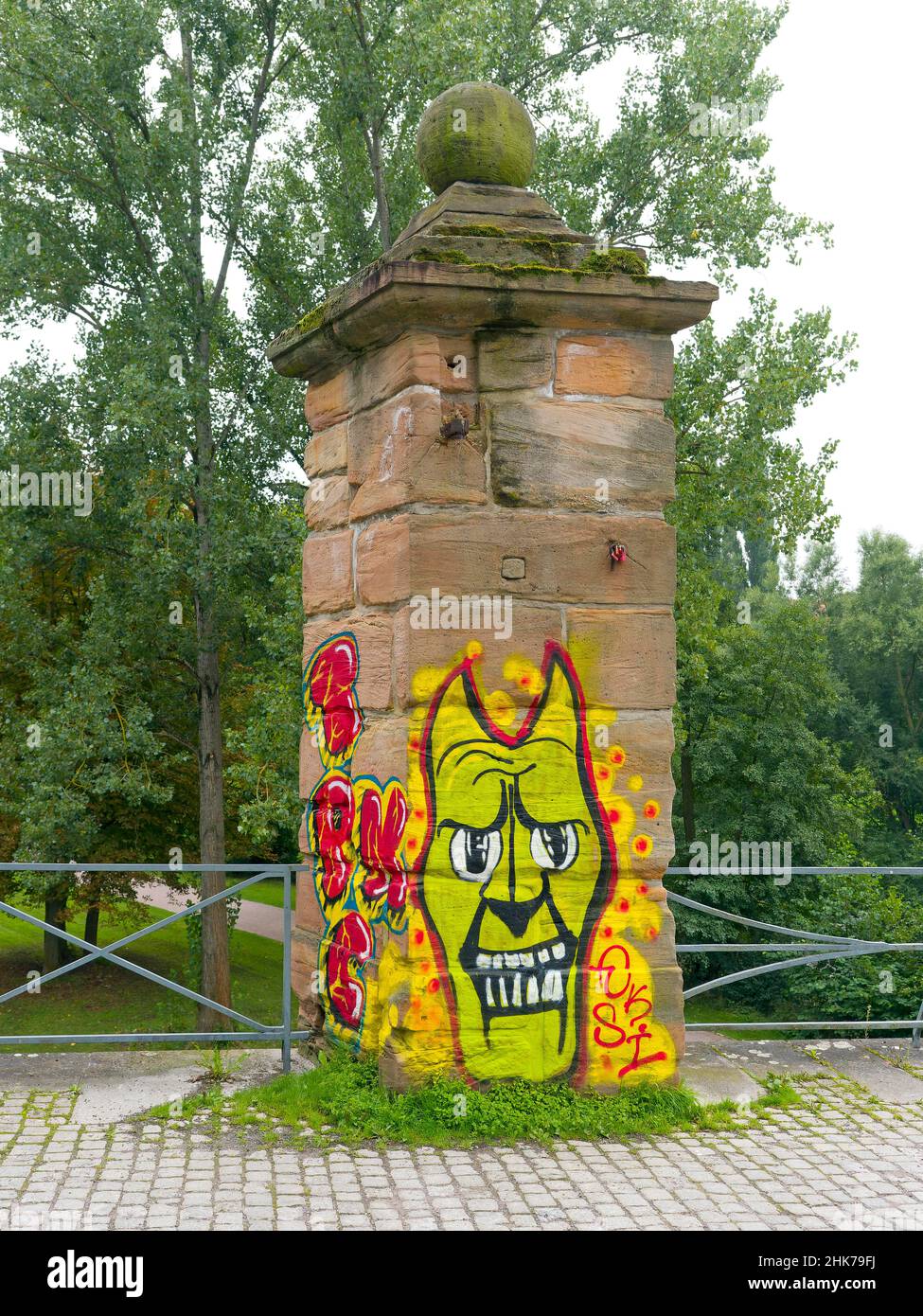 Graffiti on a stone column, Weimar, Thuringia, Germany Stock Photo - Alamy