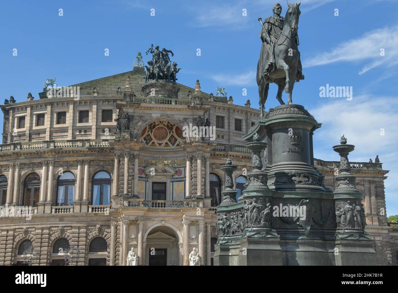 Semper Opera House, King John Monument, Dresden, Saxony, Germany Stock ...