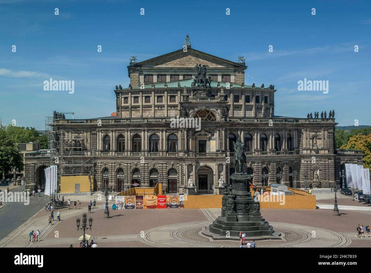 Semper Opera House, King John Monument, Dresden, Saxony, Germany Stock ...