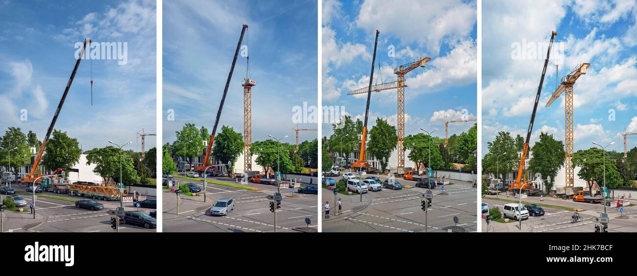 Construction Site Multiple Images Time Lapse A Crane Is Being