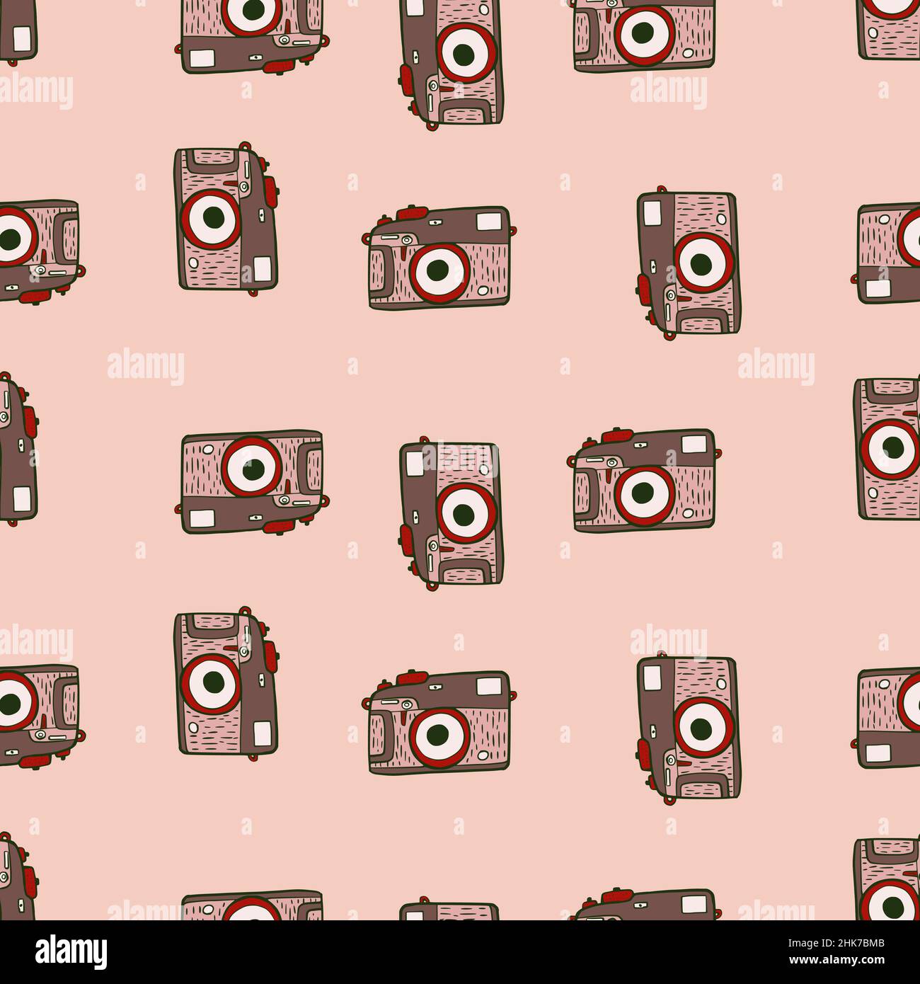 Photo camera vintage seamless pattern. Retro photo cameras design ...