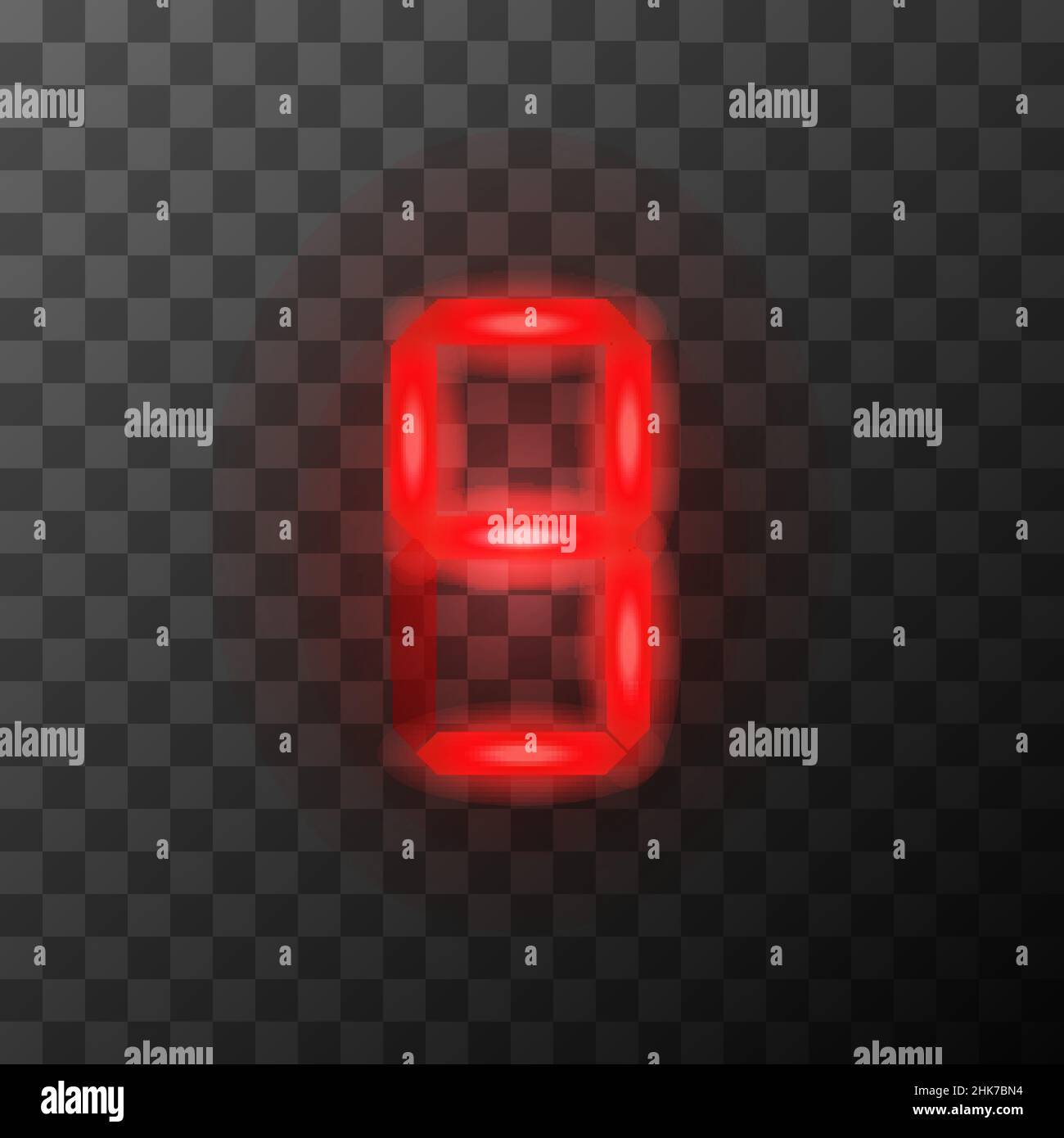 Red led vintage digital nine number, retro tehnic 9 letter on ...