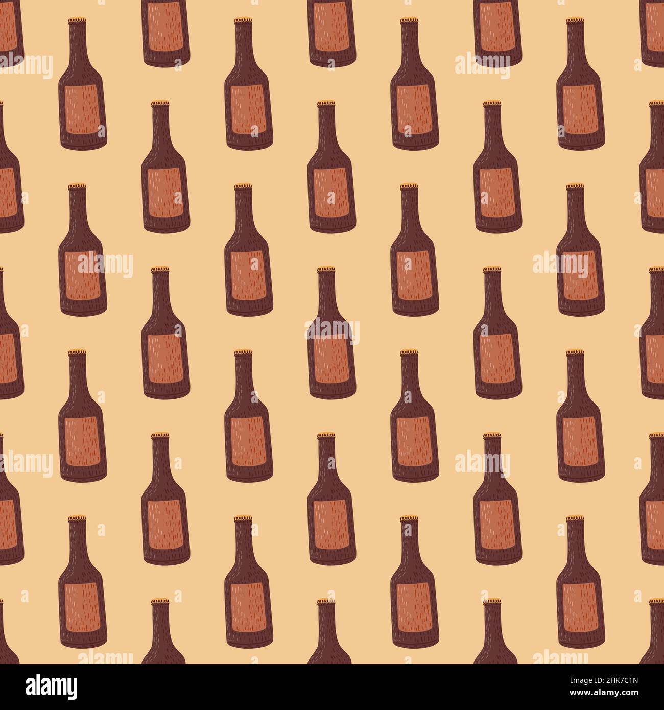 Bottle alcohol seamless pattern. Hand drawn background for menu ...