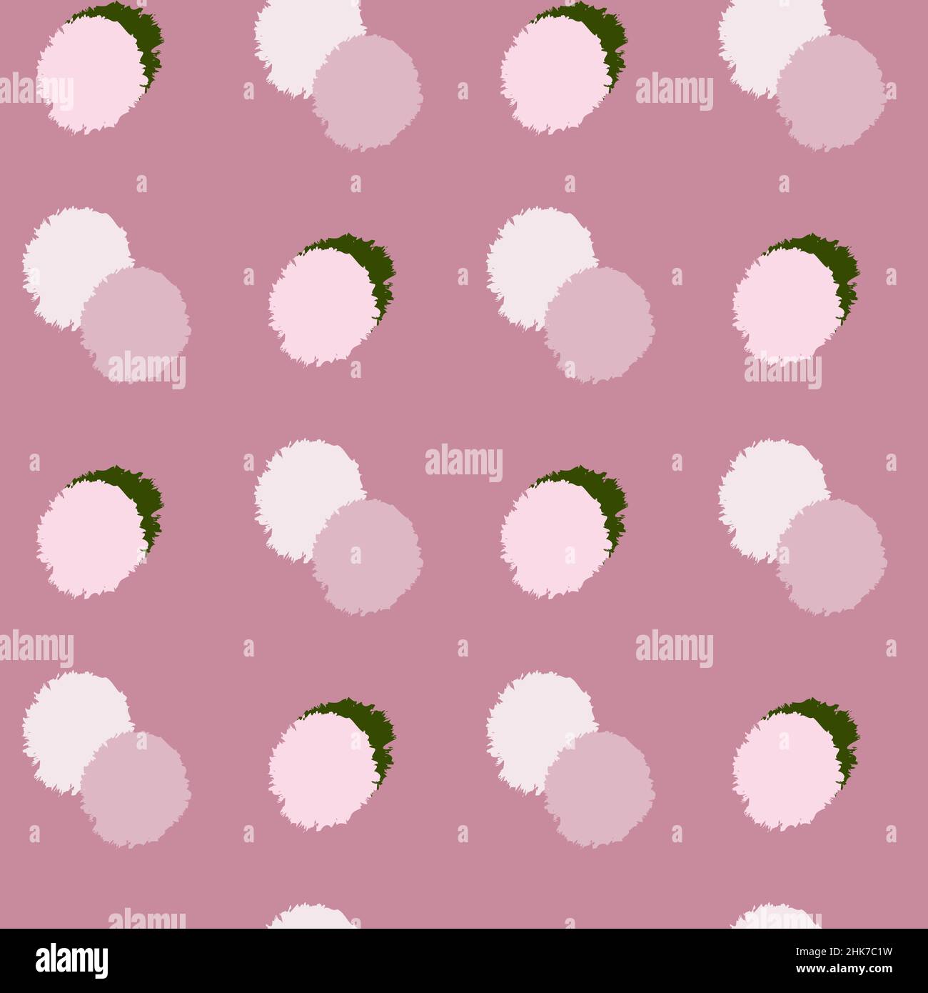 Pom poms of seamless pattern. Hand drawn cute background. Repeated texture in doodle style for ...