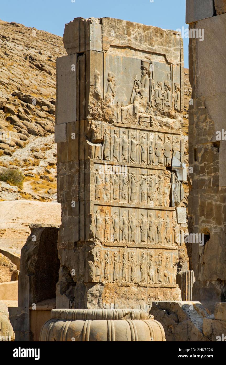 Hundred-column hall with reliefs in the door reveals, Persepolis ...