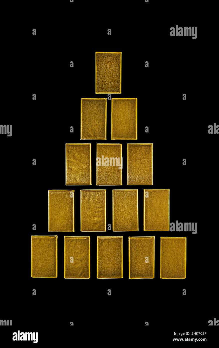 Pyramid Of Gold Bars Gold Bars Forming A Pyramid With Long Shadow