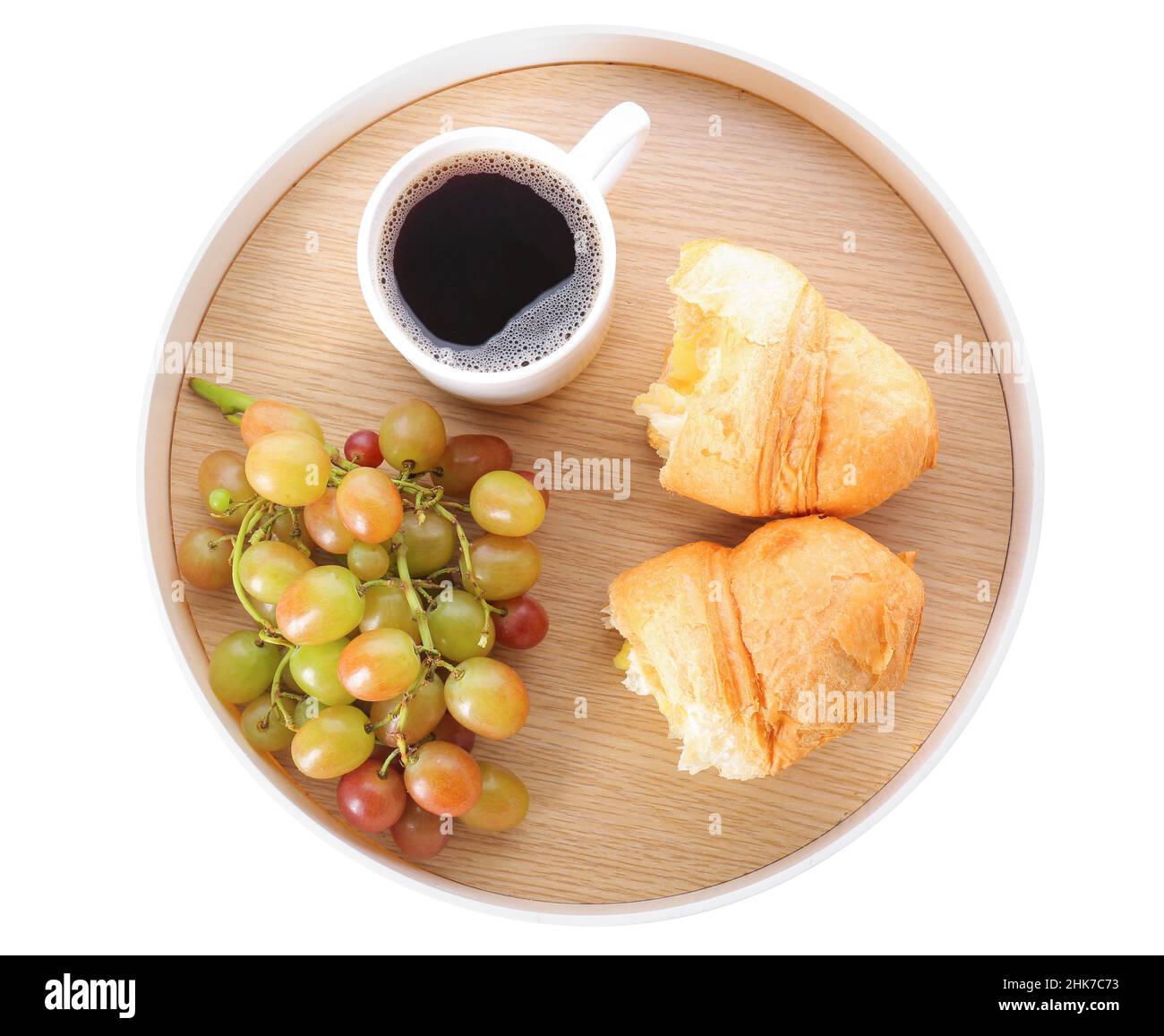 Tray with delicious breakfast on white background Stock Photo - Alamy