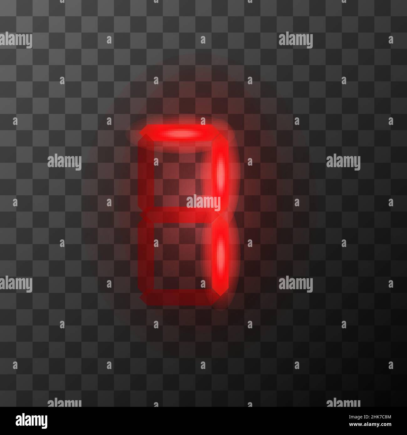 Bright red led vintage digital seven number, retro tehnic 7 letter on ...