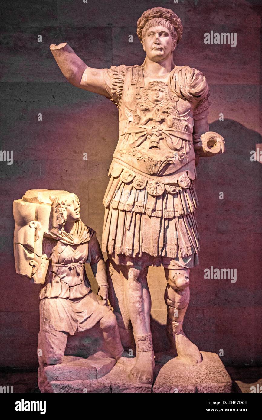 Marble statue of Emperor Traian, Perge, 2nd c. Hall of the Emperors ...