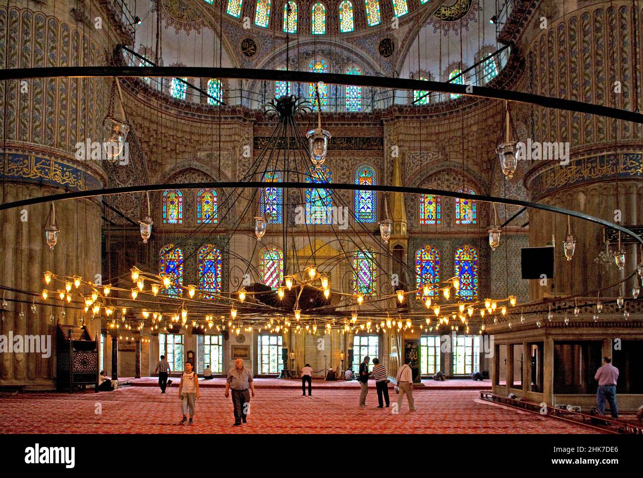 Blue Mosque, prayer hall with gigantic dome, Istanbul, Turkey Stock ...