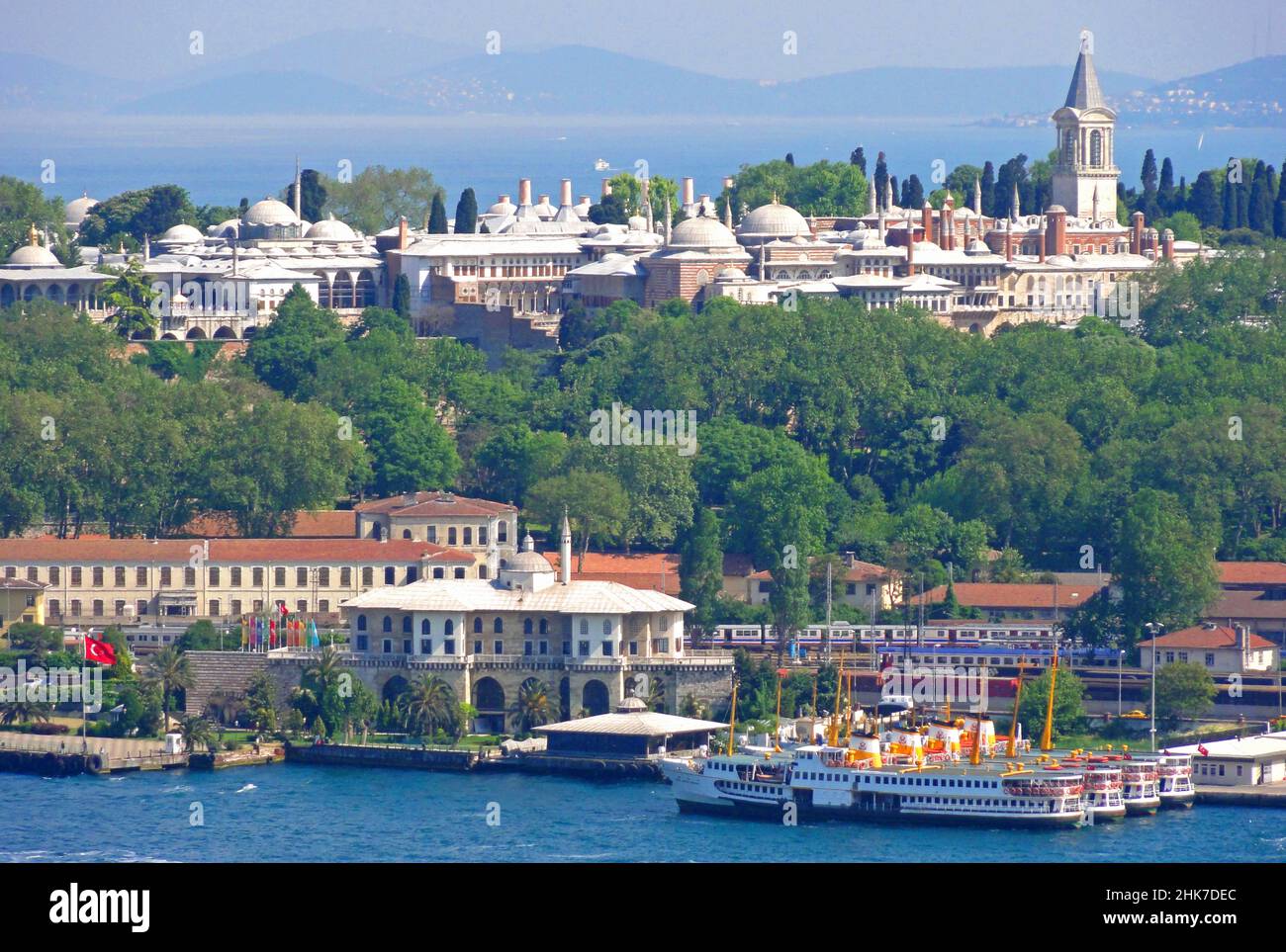 View of Topkapi Palace from the Golden Horn, Istanbul, Turkey Stock ...