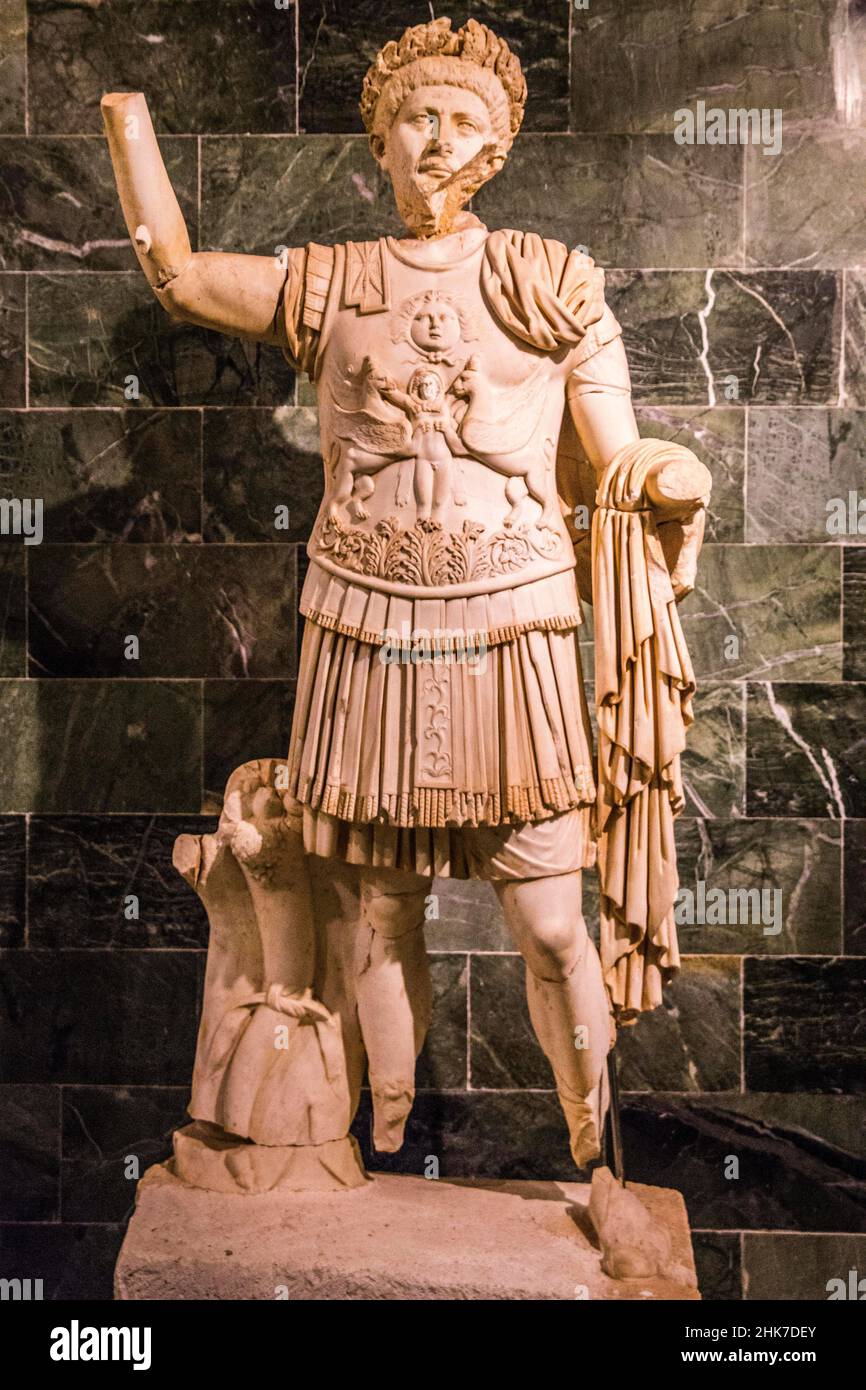 Marble statue of Emperor Traian, Perge, 2nd c. Hall of the Emperors ...