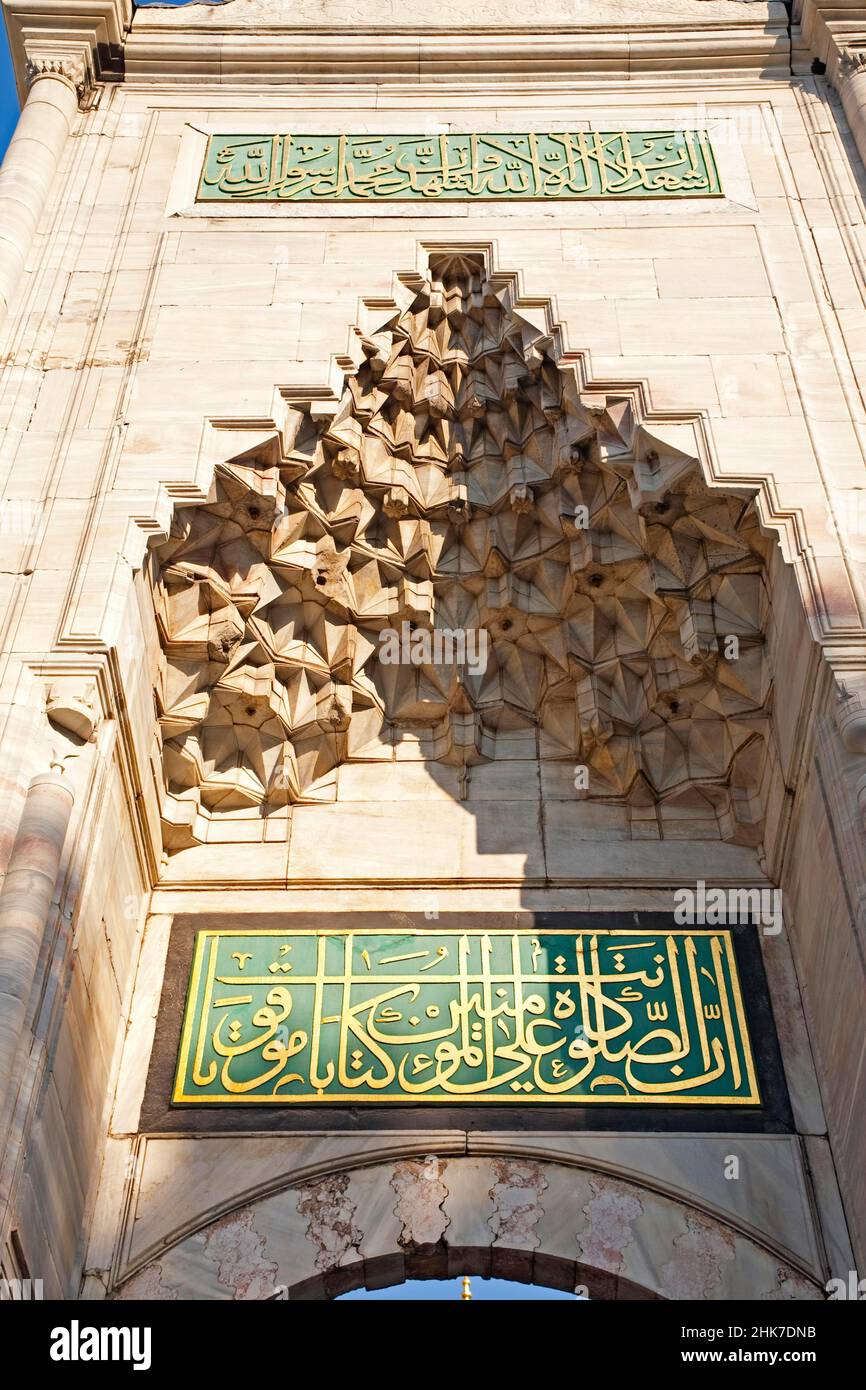 Blue Mosque, portal with stalactite vault, Istanbul, Turkey Stock Photo ...