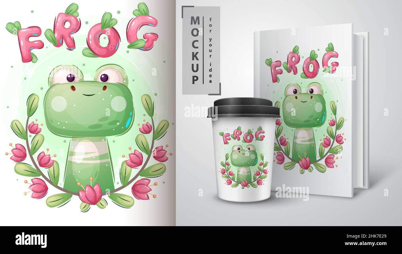Green Frog poster and merchandising Stock Vector Image & Art - Alamy