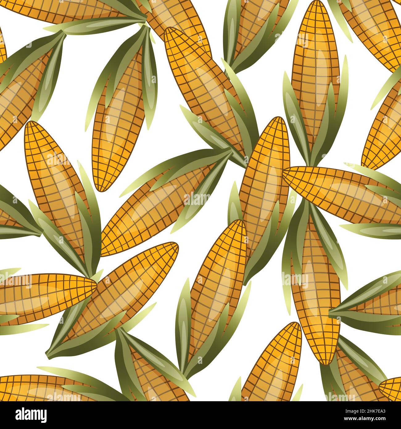 Seamless pattern with sweet golden corn on white background. Natural ...