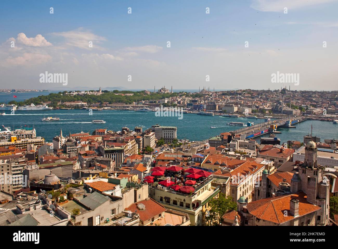 Panoramic view from the Galata Tower in the Karakoey district, Istanbul ...