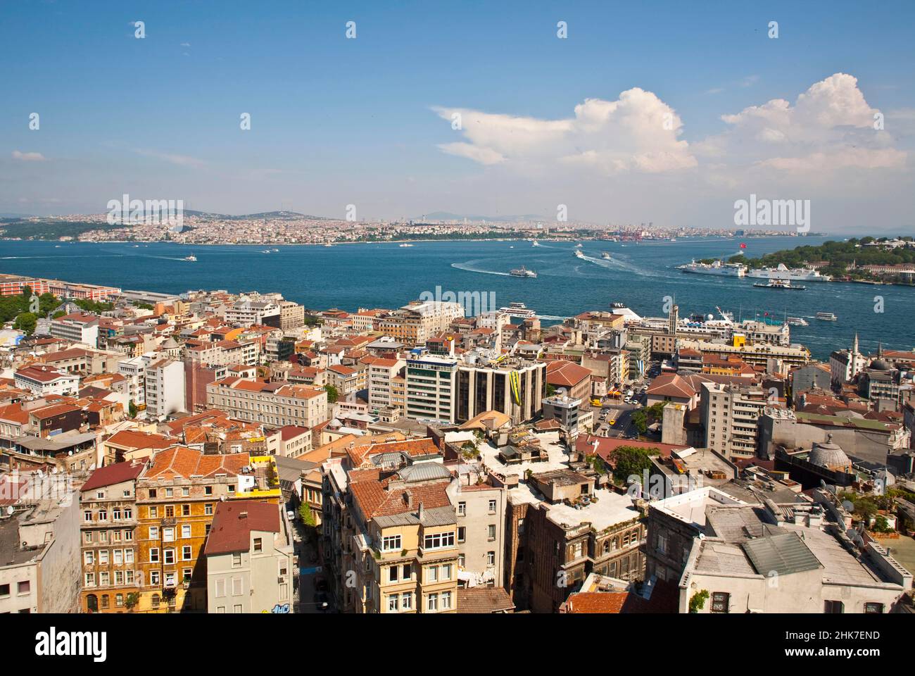 Panoramic view from the Galata Tower in the Karakoey district, Istanbul ...