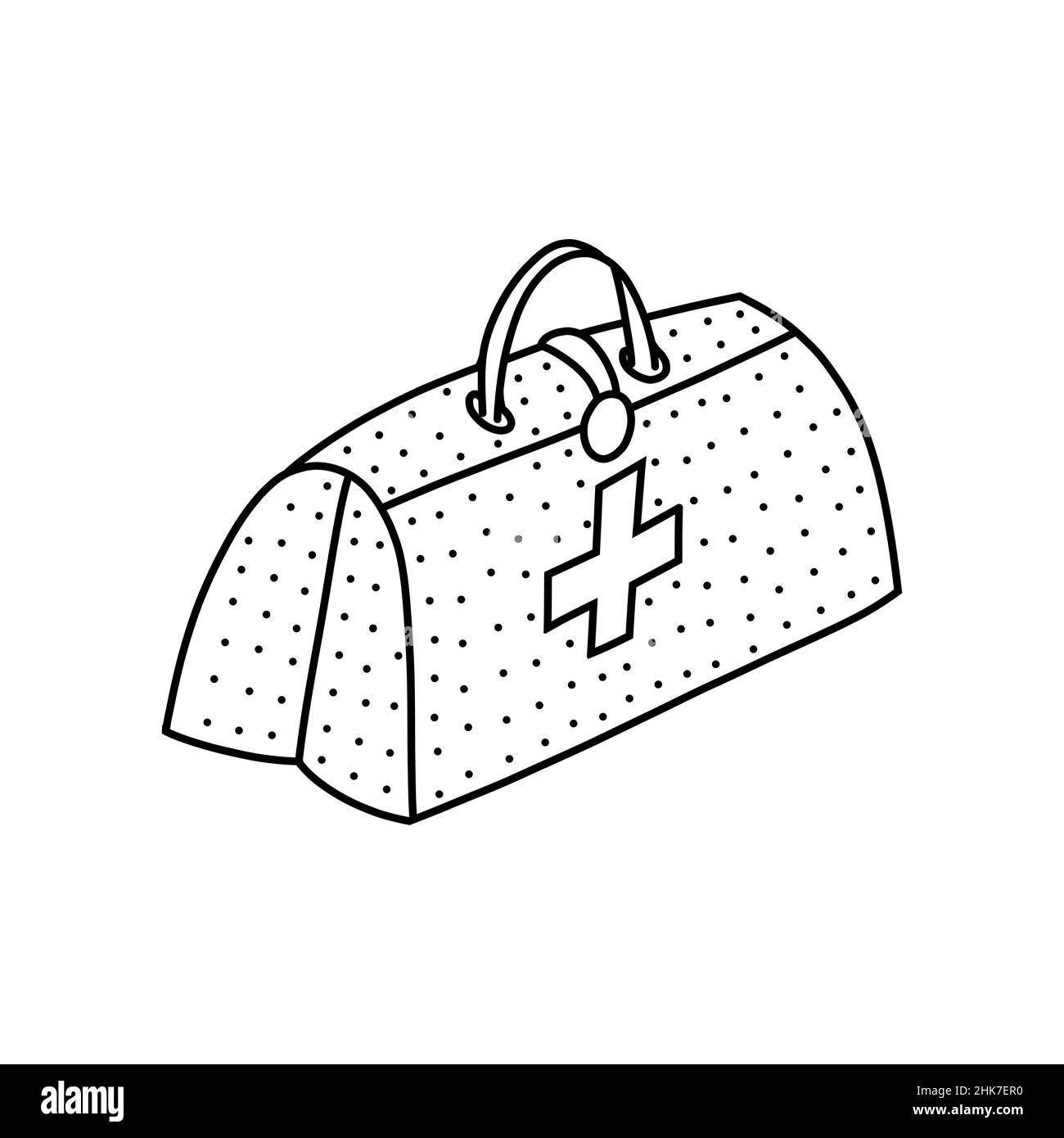 Hand drawn vector illustration of first aid kit in doodle style. Cute ...