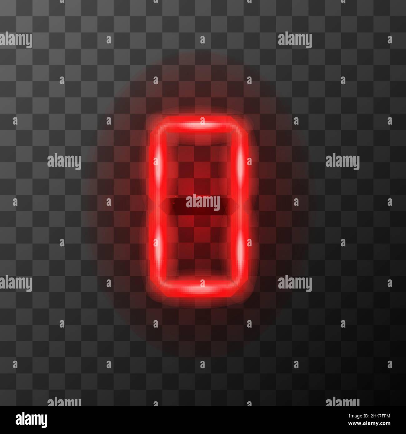 Bright led red vintage digital zero number, retro tehnic 0 letter on ...
