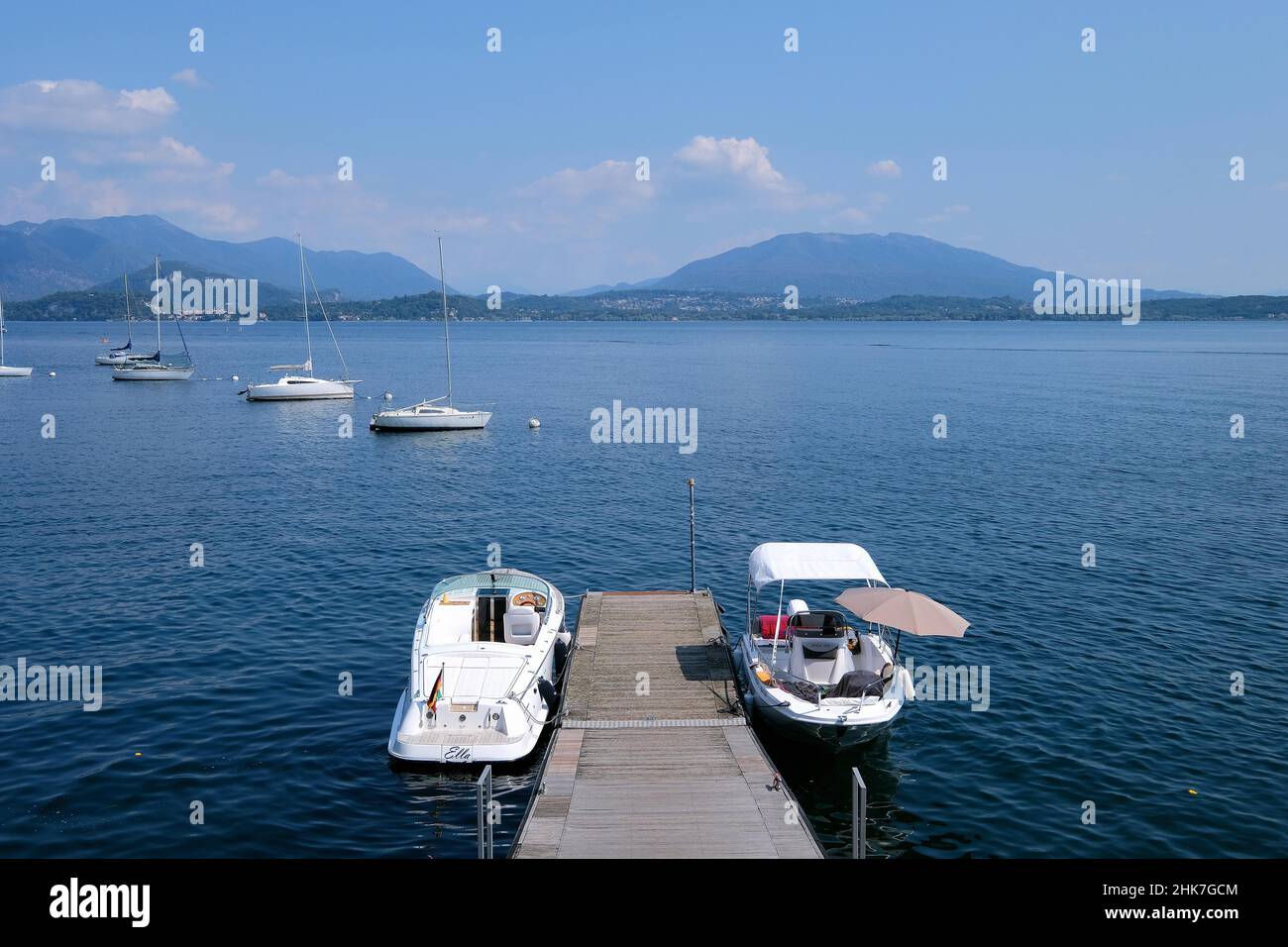 Jetty on Lake Maggiore, Lesa, Piedmont, Italy Stock Photo - Alamy