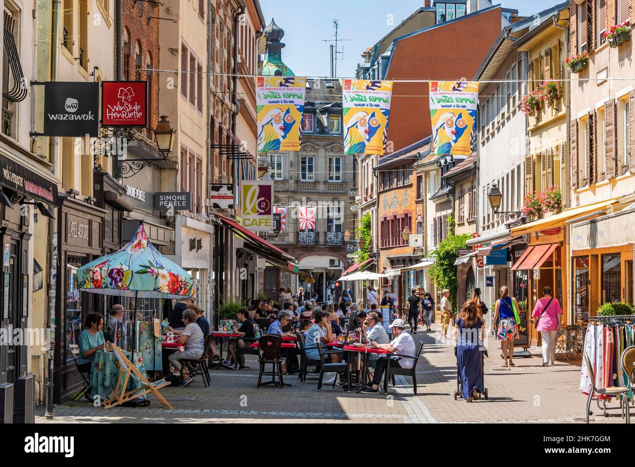 Restaurants and shops in the pedestrian zone, Old Town, Mulhouse ...