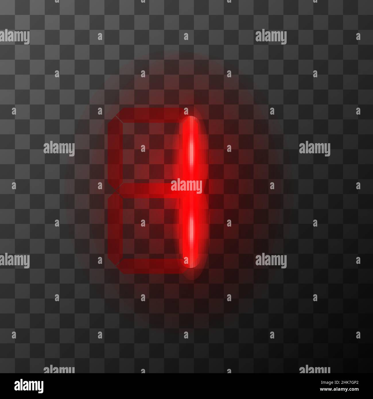 Bright led red vintage digital one number, retro tehnic 1 letter on ...