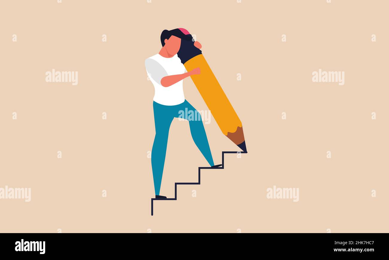 Staircase business effort and rise career development with goal. Man ...