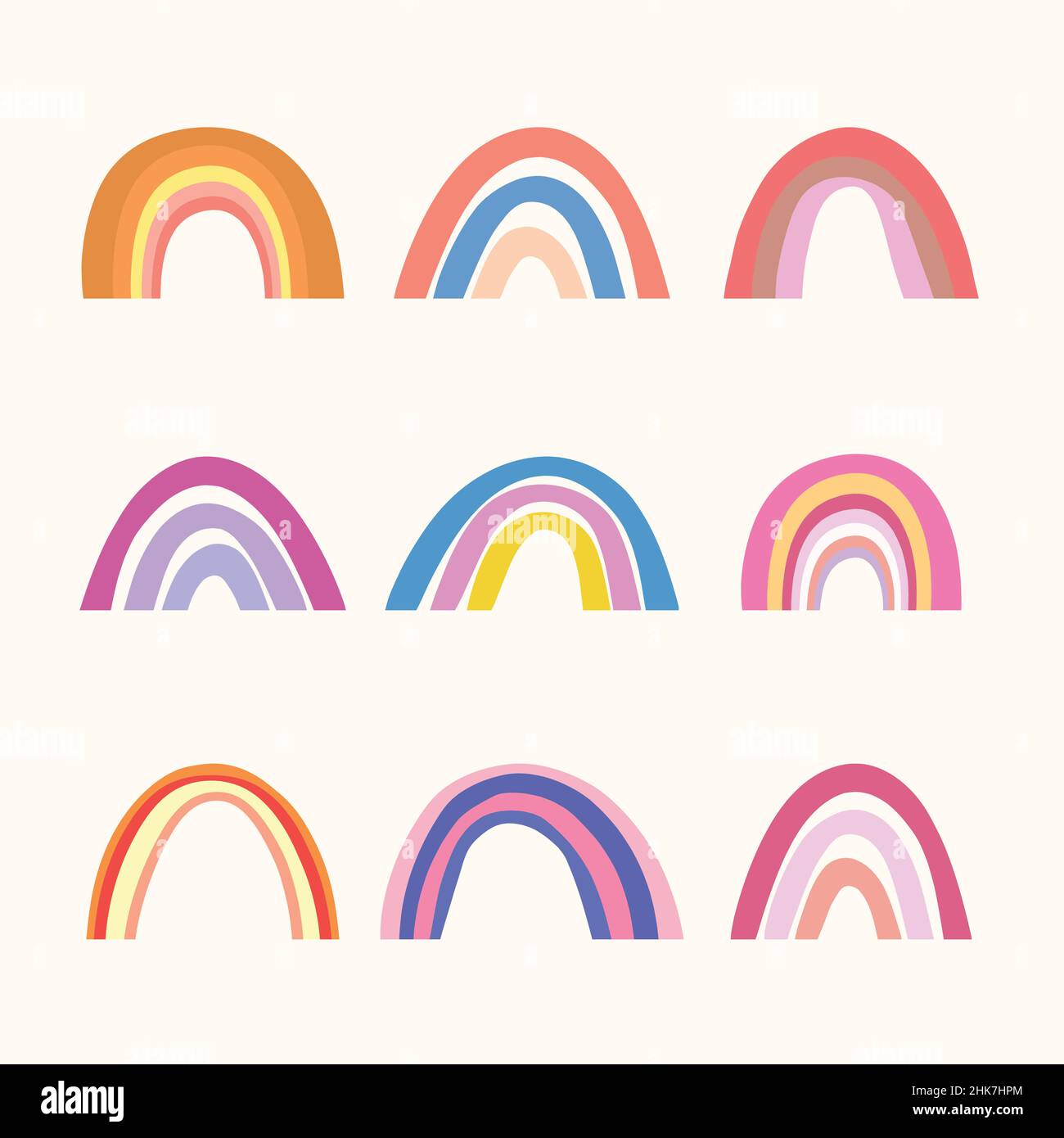 Trendy isolated colorful hand drawn rainbows. Design for invitation ...