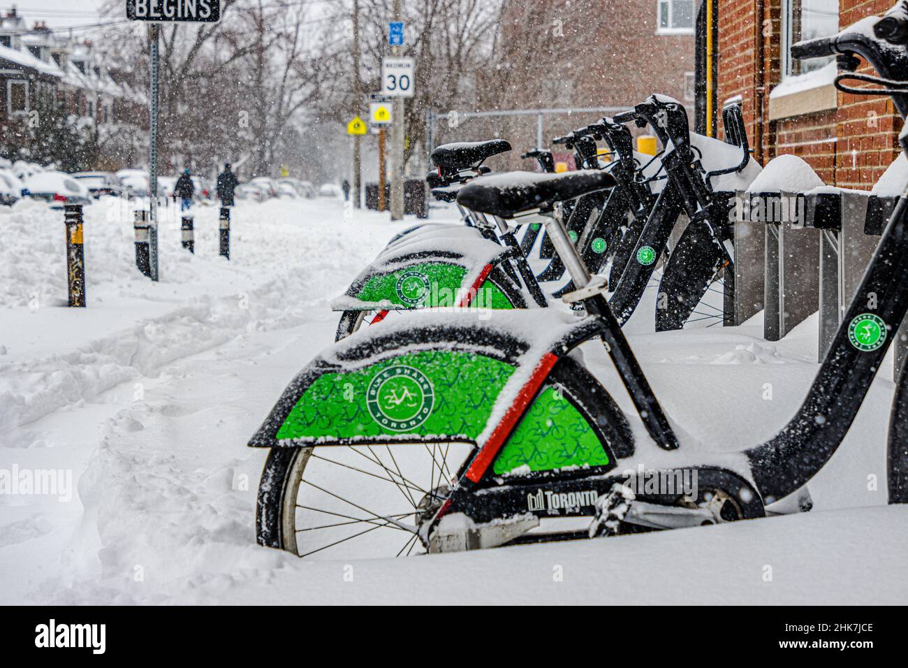 TD Rental Bikes Stuck in the Snow Stock Photo - Alamy