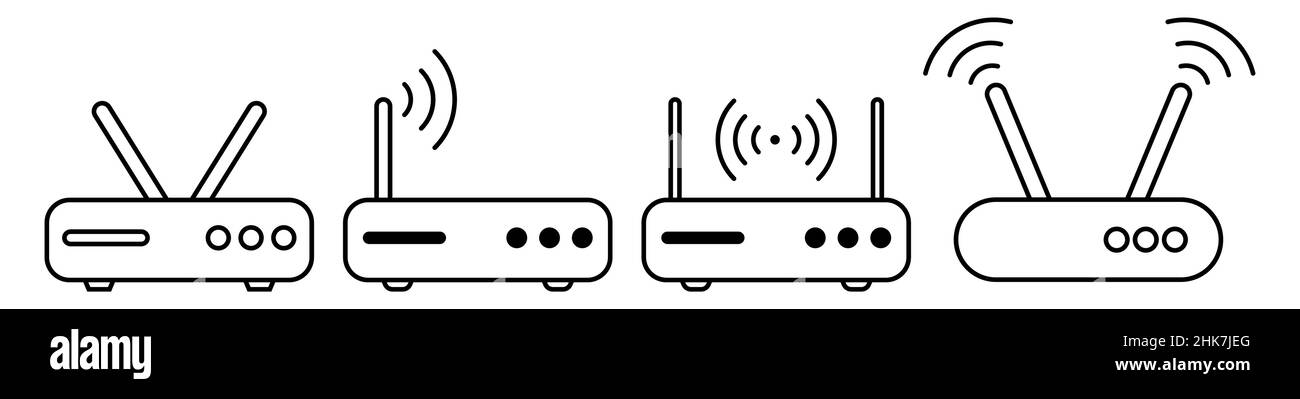 Wifi router line icon set. Vector illustration isolated on white ...