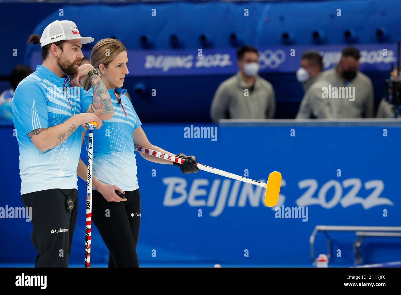 Beijing, China. 2nd Feb, 2022. Christopher Plys (USA) and Vicky Persinger (USA) during a curling ...