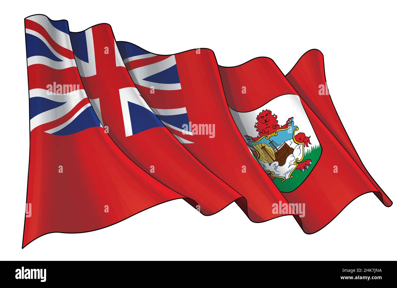 Vector illustration of a Waving Flag of Bermuda. All elements neatly on ...