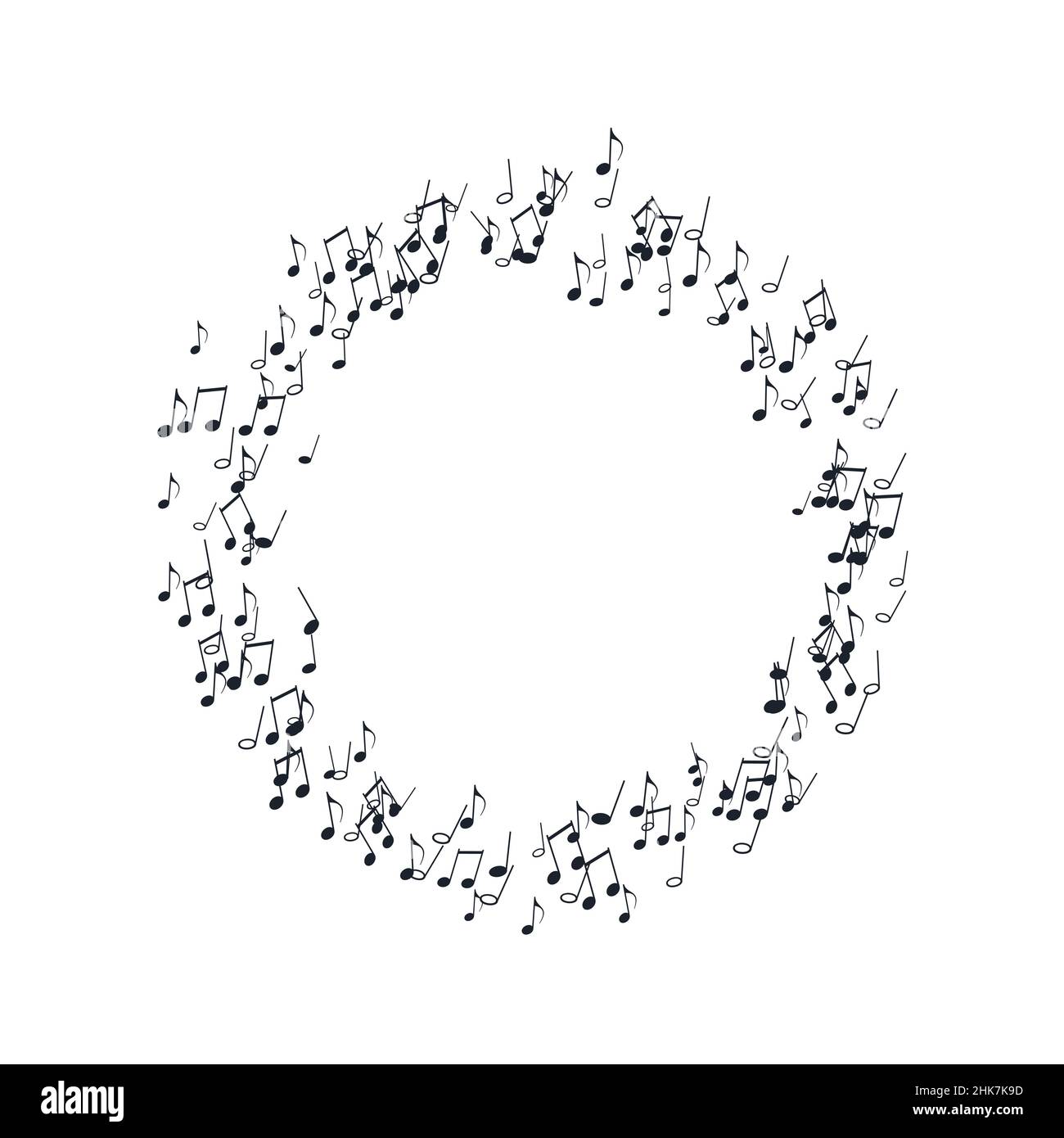 Round pattern musical notes on white. Musical symbols for banner of ...