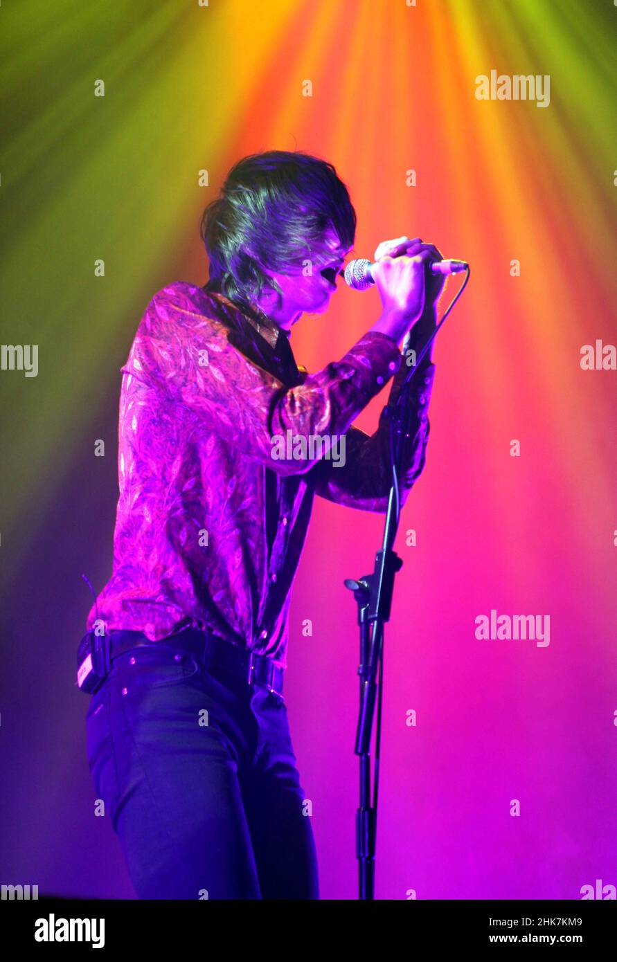 London. UK. Faris Badwan of The Horrors performing at Alexandra Palace ...