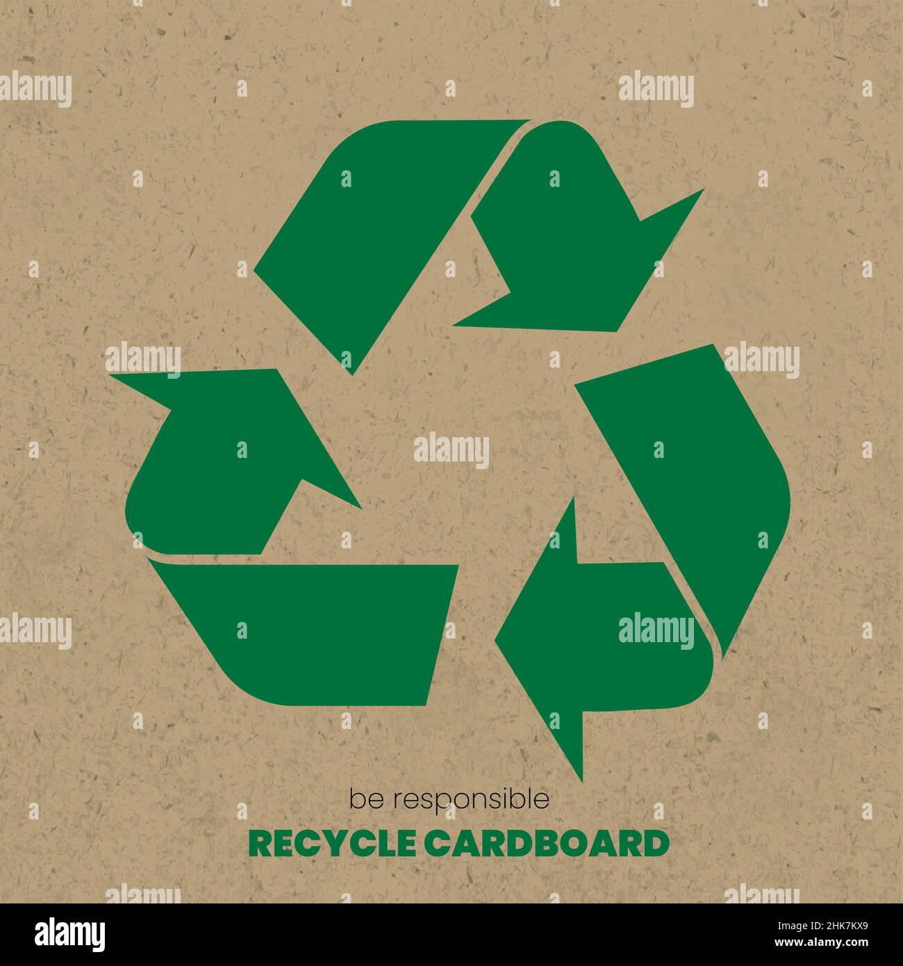 Cardboard recycling. Green recycling arrows symbol on a cardboard background Stock Vector Image ...