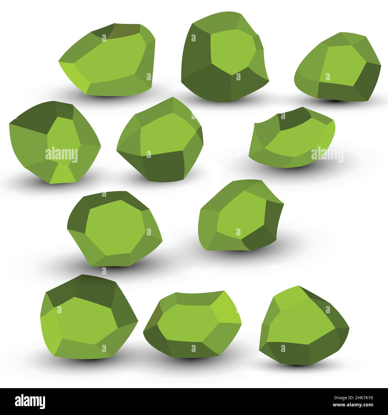 Cartoon stones. Rock stone isometric set. Green boulders, natural ...