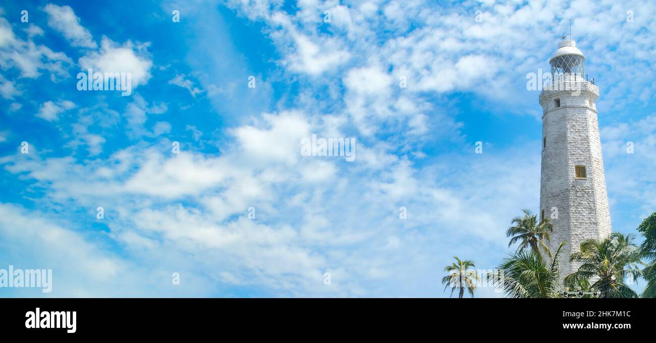 Beautiful lighthouse, lagoon and tropical palms (Matara Sri Lanka ...