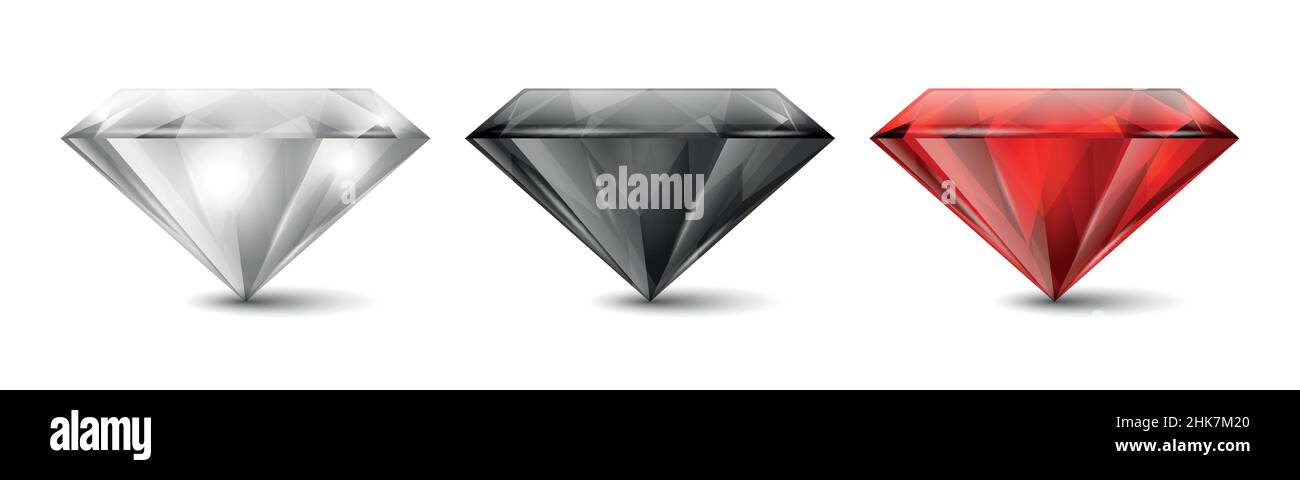 Vector 3d Realistic Gemstone, Crystal, Rhinestones Icon Set Closeup ...