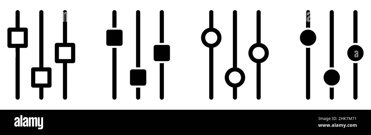 Adjustment music icon set. Control panel slide sign. Vector ...
