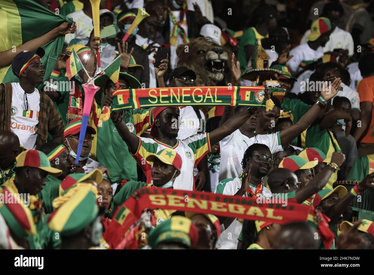 Yaounde, Cameroon. 02nd Feb, 2022. Senegal fans cheer in the stands ...