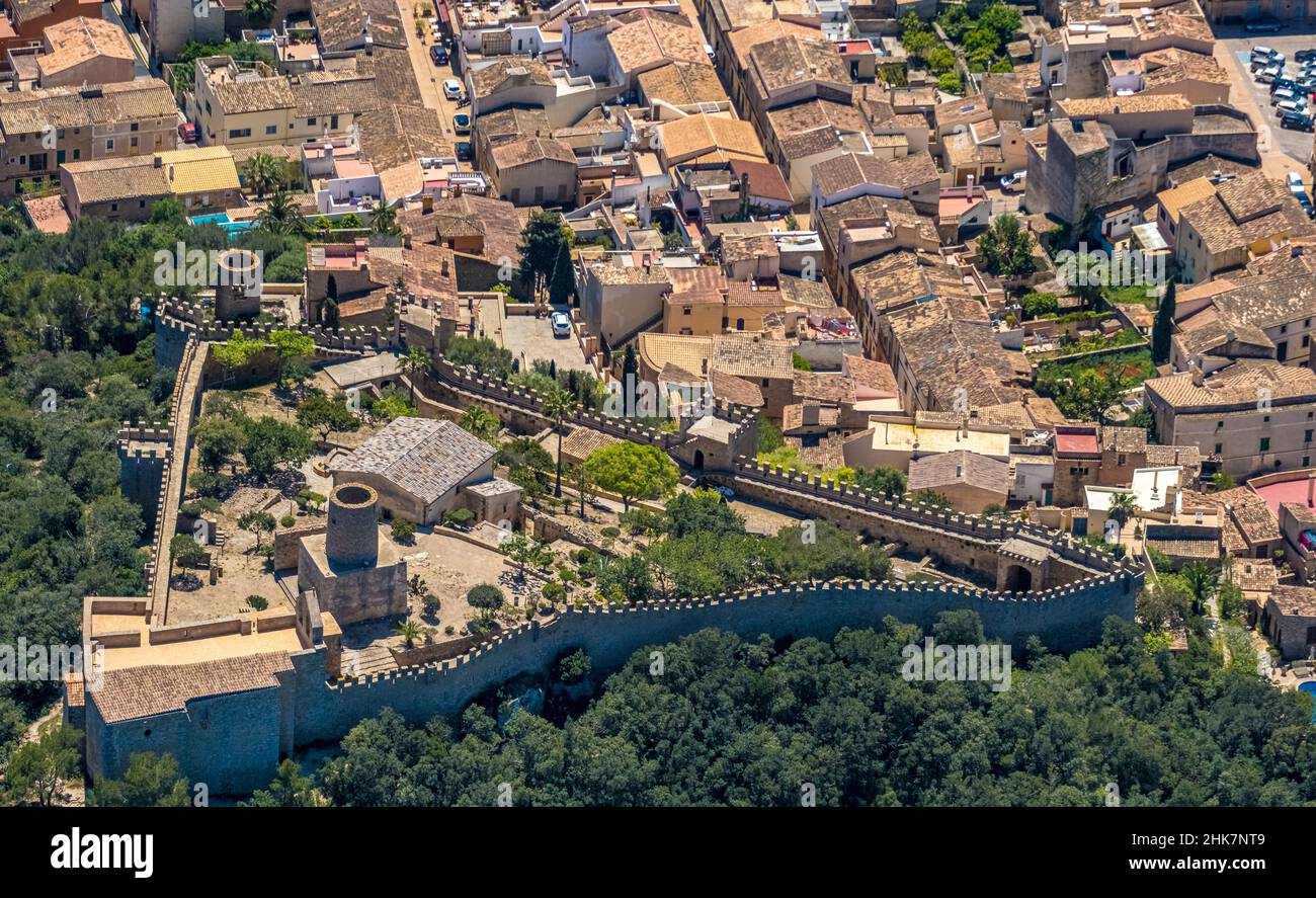Aerial view, Castle and Church Castell de Capdepera, Capdepera ...