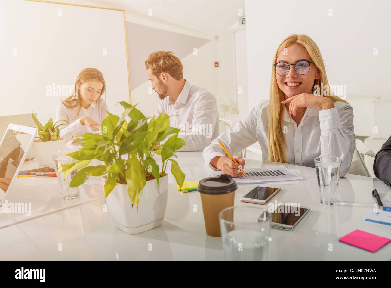 Business people that work together in office as teamwork and ...
