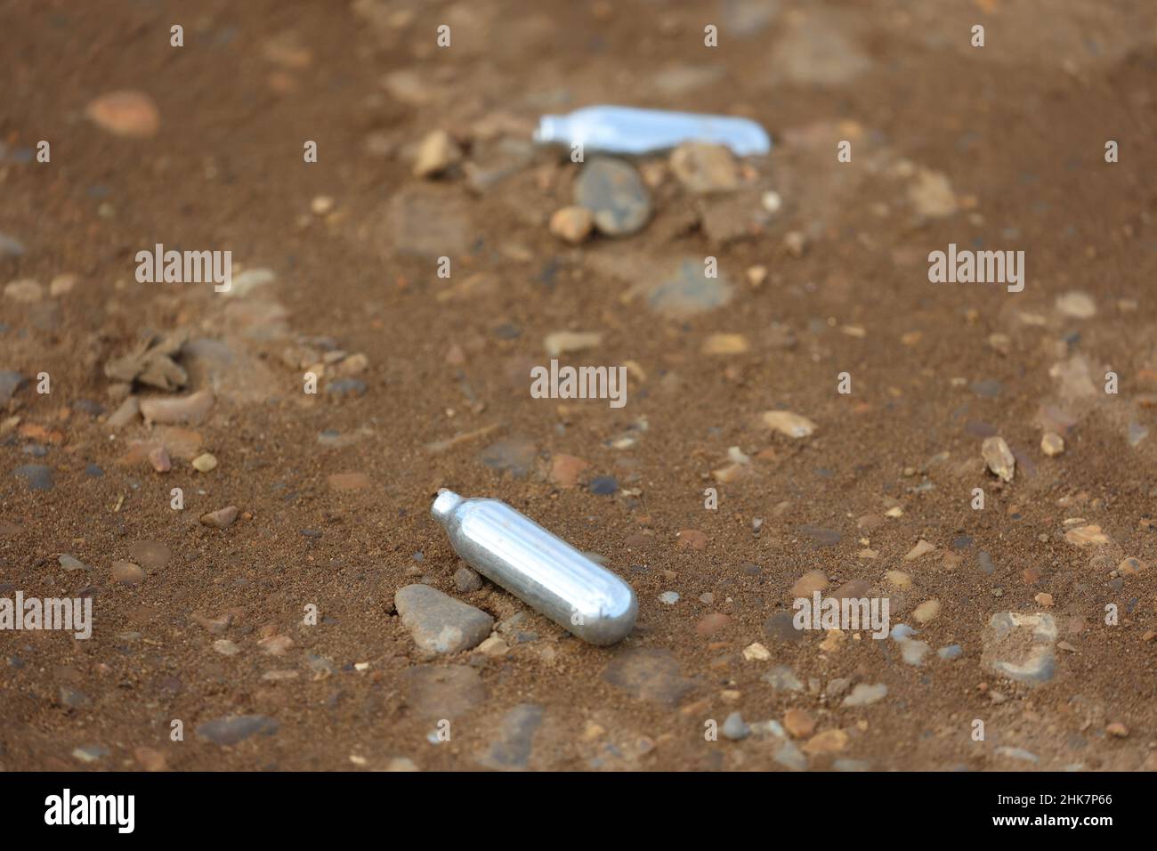Heacham, UK. 31st Jan, 2022. Empty Nitrous oxide canisters, also known ...