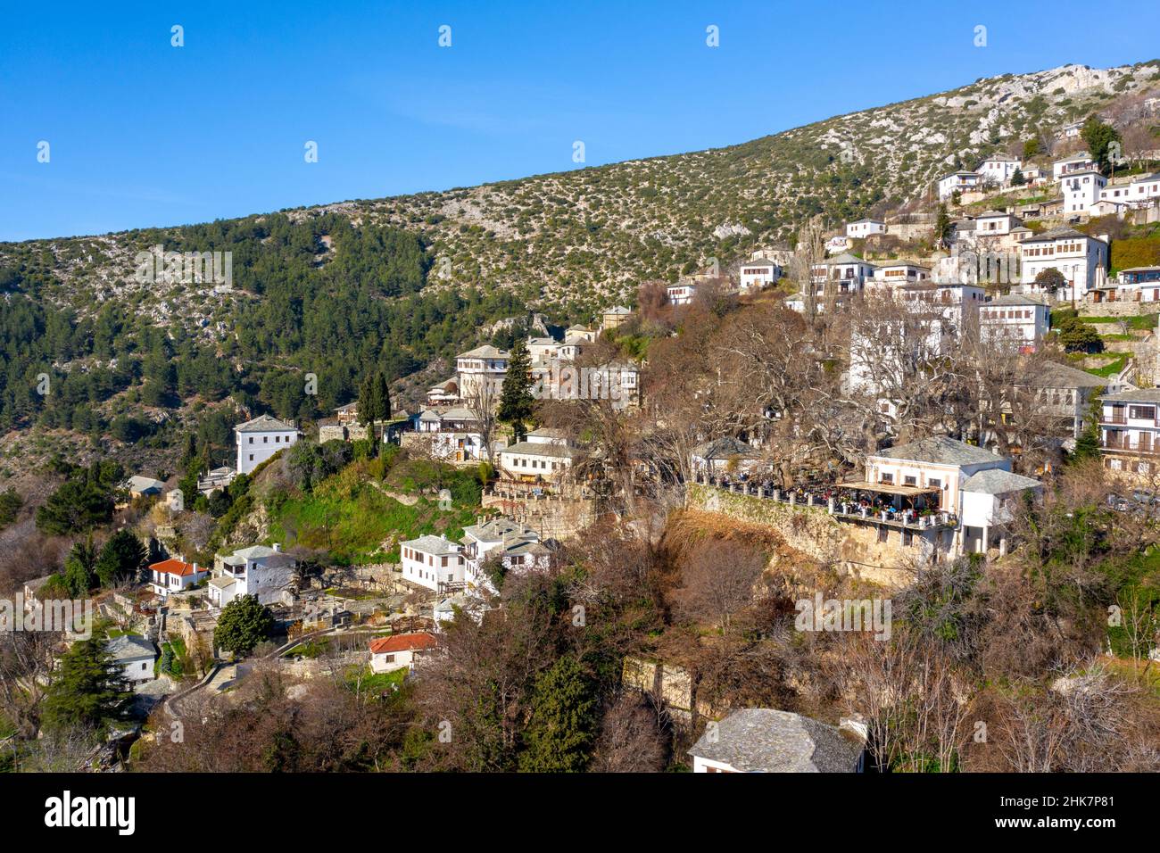Traditional greek village of Makrinitsa on Pelion mountain in central ...