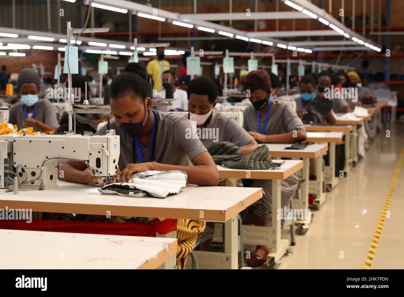 Kigali, Rwanda. 28th Jan, 2022. Rwandan people work in Chinese garment ...