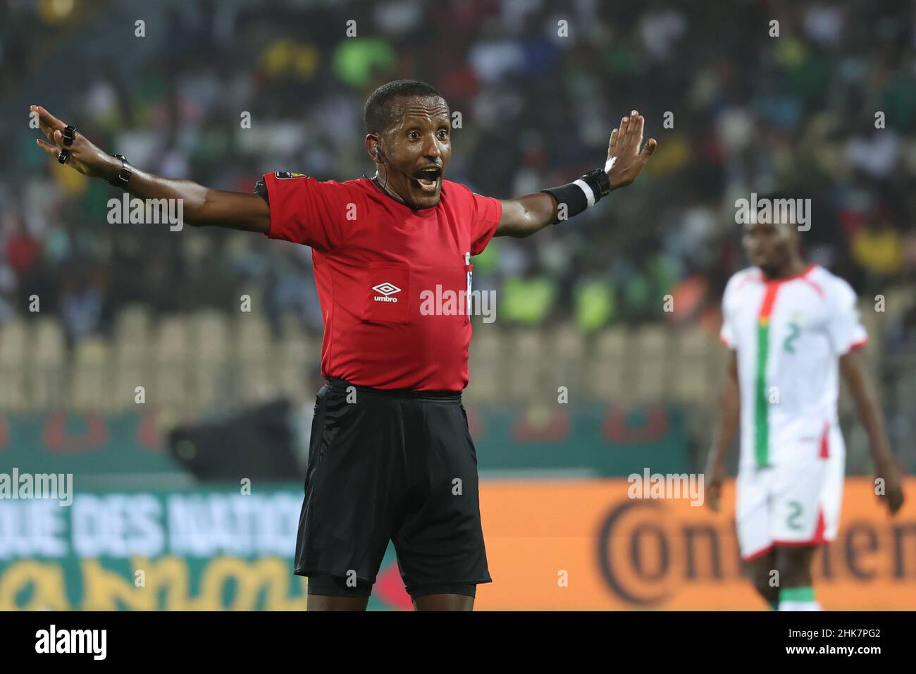 CAMEROON, Yaounde, 02 February 2022 - referee Bamlak Tessema Weyesa ...