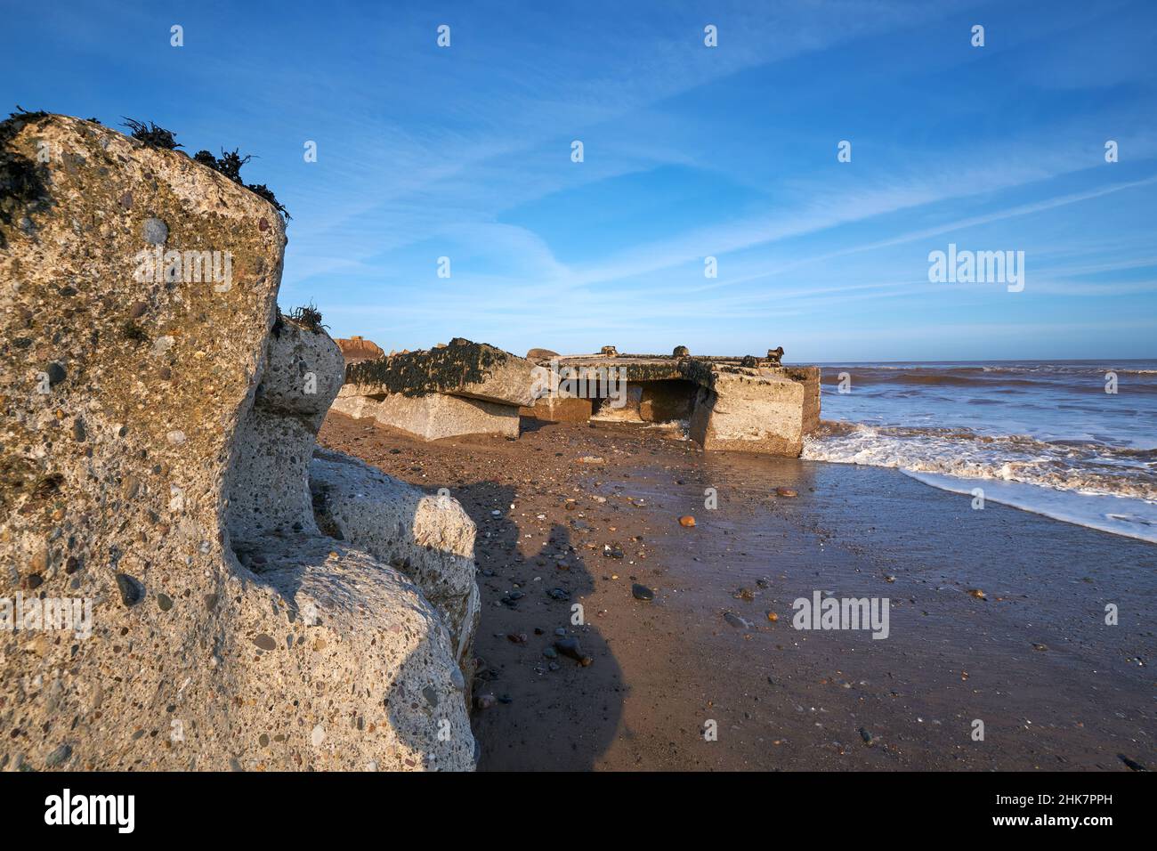 Remains of the WW2 Godwin gun battery on Spurn Head, East Yorkshire, UK ...