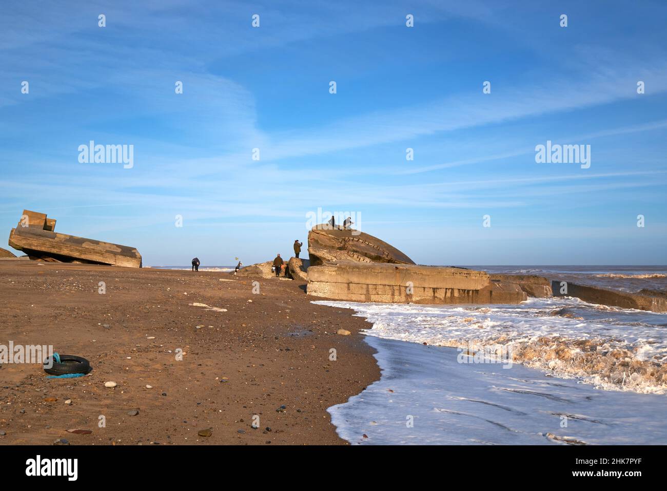 Remains of the WW2 Godwin gun battery on Spurn Head, East Yorkshire, UK ...