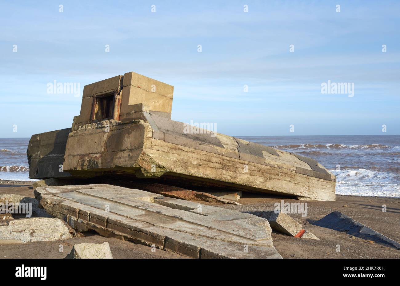 Remains of the WW2 Godwin gun battery on Spurn Head, East Yorkshire, UK ...